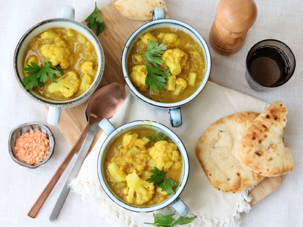 Gezonde lunch: linzen bloemkool soep
